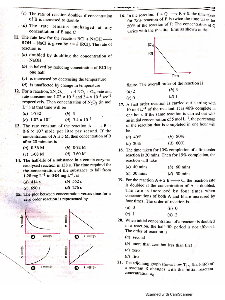 Chemical Kinetics Questions | PDF