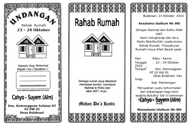Undangan Tasyakuran Rehab Rumah | PDF