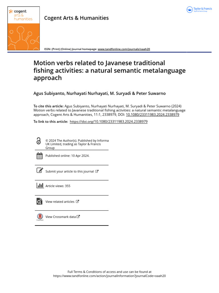 Motion Verbs Related To Javanese Traditional Fishing Activities A Natural Semantic Metalanguage ...