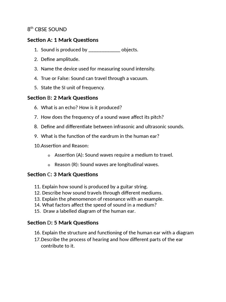 8th CBSE SOUND | PDF