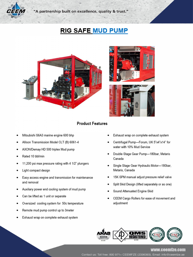 Rig Safe Mud Pump | PDF | Pump | Mechanical Engineering
