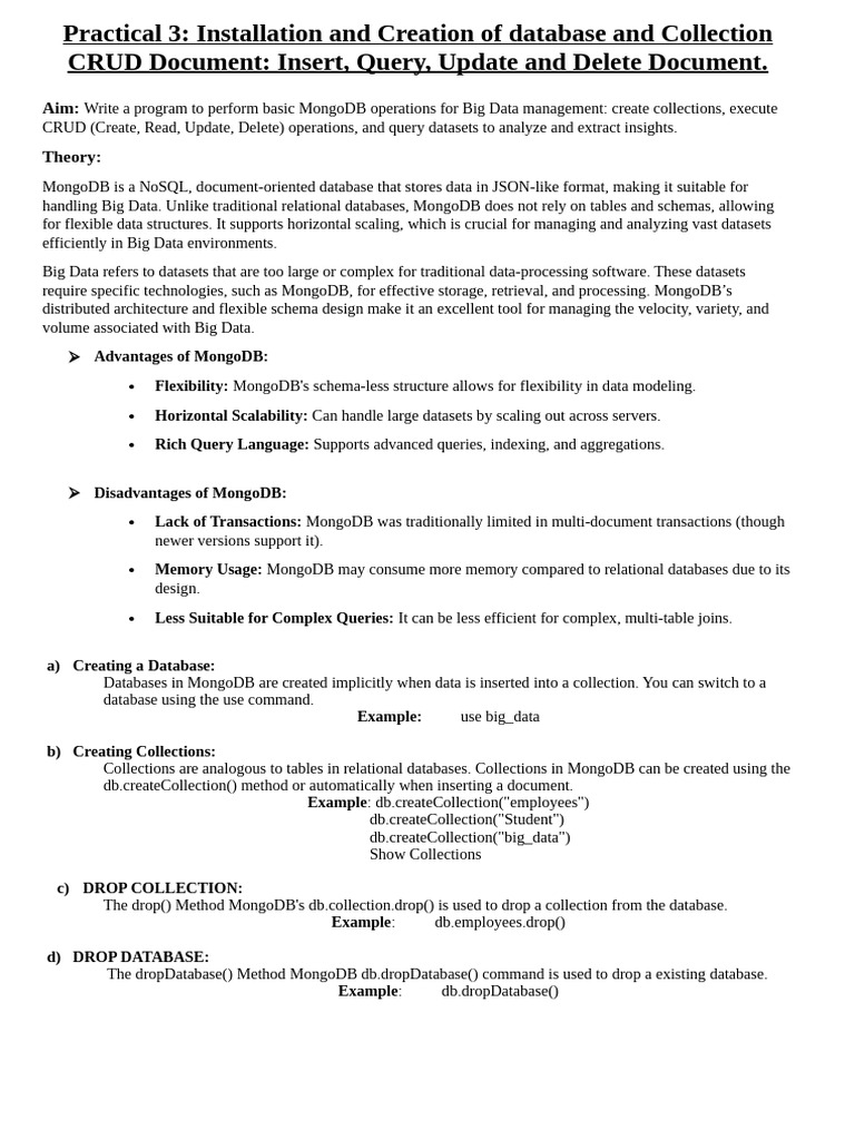 Big Data Practical 3 | PDF | Mongo Db | Databases