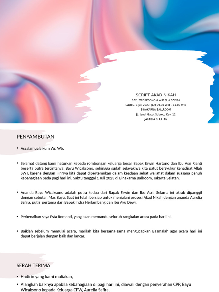 SCRIPT AKAD NIKAH - Esta - Tugas | PDF