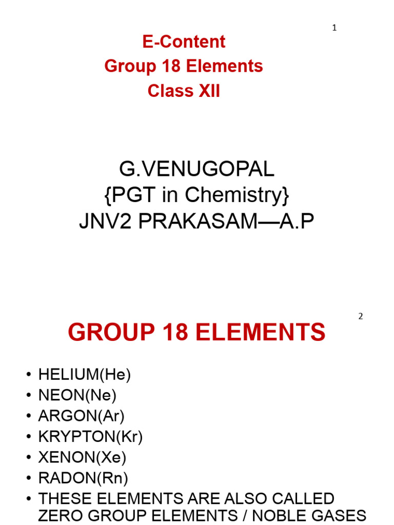 Overview of Zero Group Elements | PDF | Sets Of Chemical Elements ...