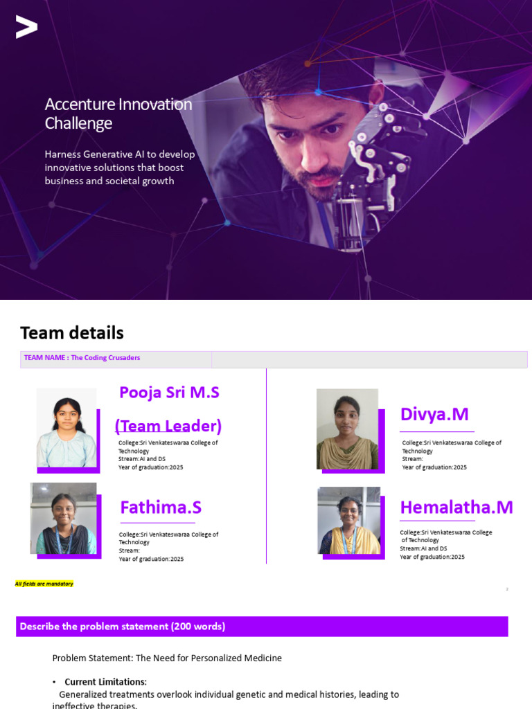 The Coding Crusaders - GenCare 2 | PDF | Personalized Medicine | Machine Learning