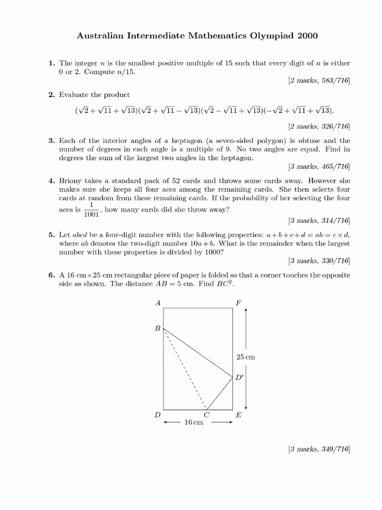 AIMO 2000 Questions | PDF