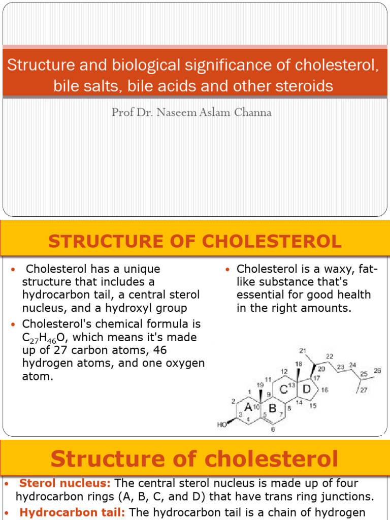 9. Structure and biological significance of cholesterol, bile | PDF ...