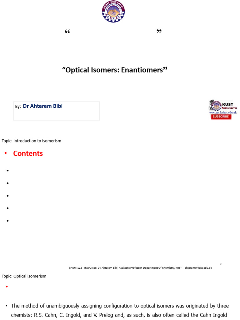 Optical Isomers and Enantiomers Explained | PDF | Chirality (Chemistry ...