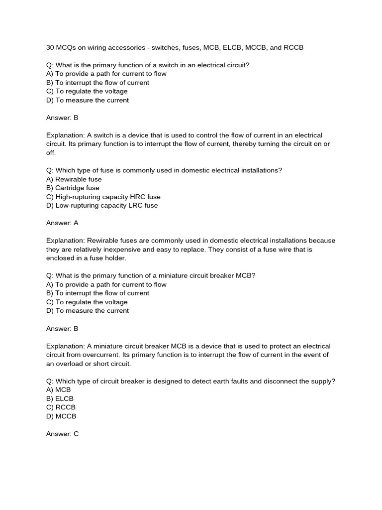 Wiring Accessories - MCB, MCCB, RCCB Etc | PDF | Fuse (Electrical ...
