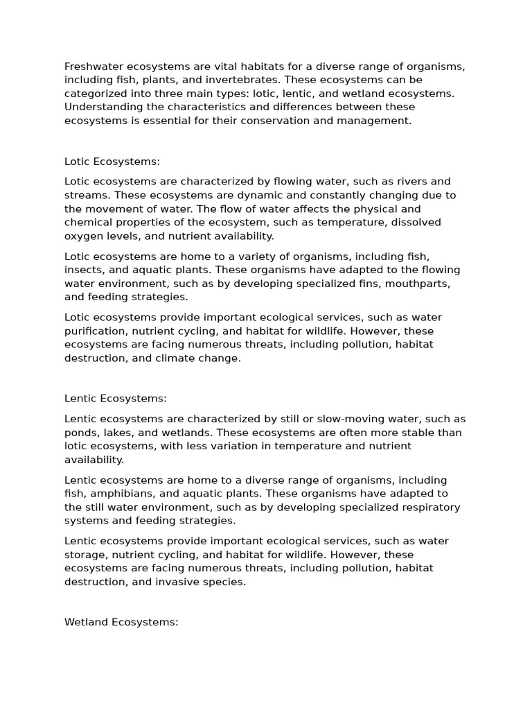 Freshwater Ecosystems | PDF | Aquatic Ecosystem | Wetland