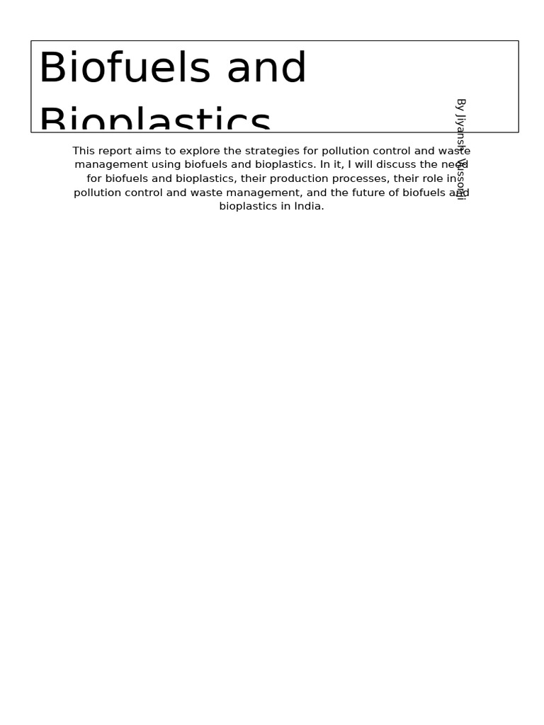 Biofuels and Bioplastics | PDF | Biofuel | Waste Management