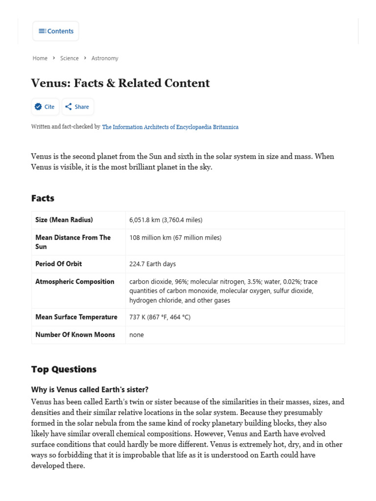 Venus Facts _ | PDF | Venus | Planets