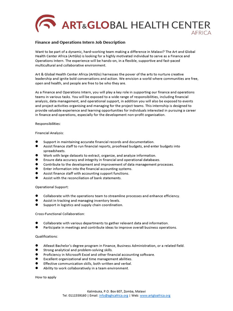 Finance and Operations Intern2023 Job Description 1 | PDF | Business ...