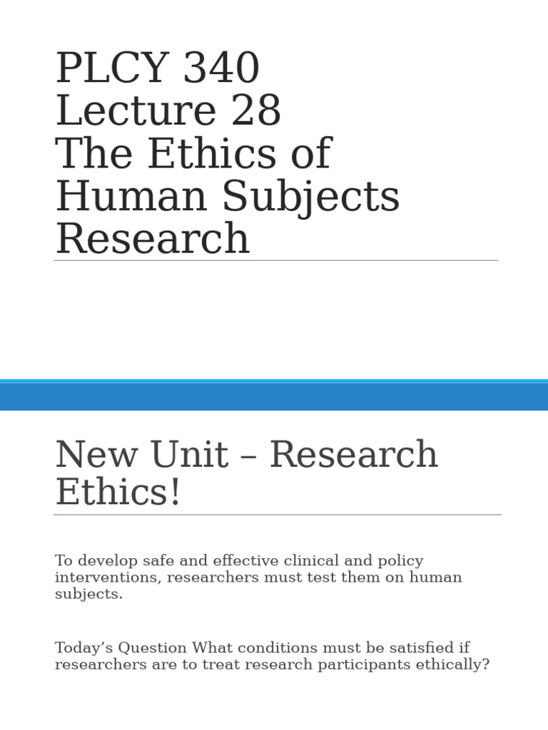 Ethics in Human Subjects Research | PDF