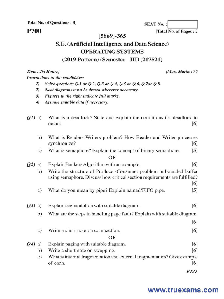 SEM III-Operating Systems Apr22 2019 Pattern | PDF