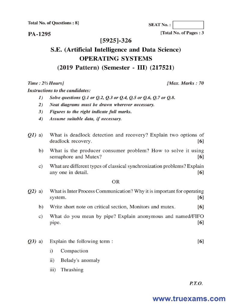 SEM III-Operating Systems (Oct22) | PDF