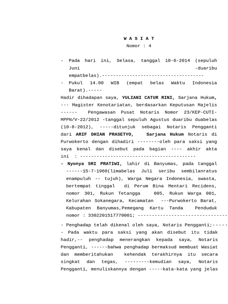 Akta Wasiat Umum | PDF