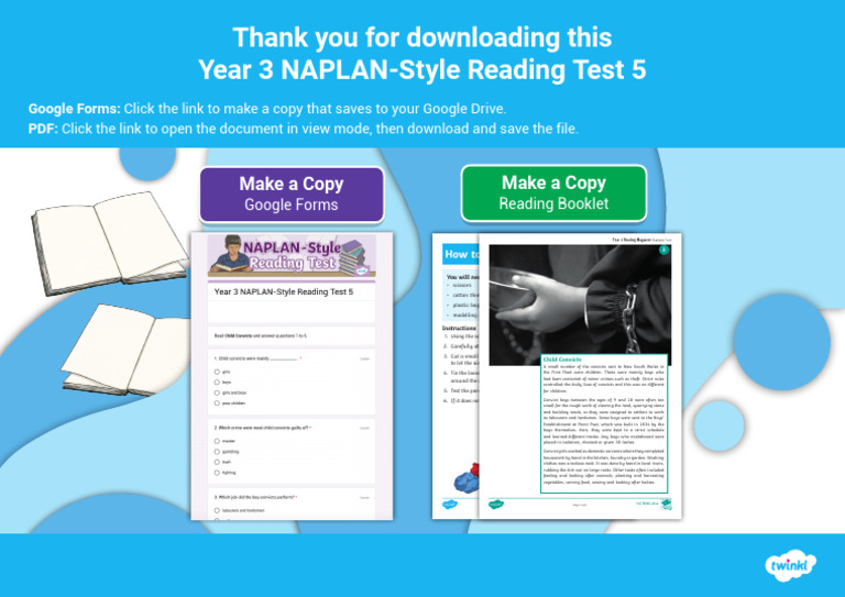 Year 3 NAPLAN Reading Test 5 | PDF