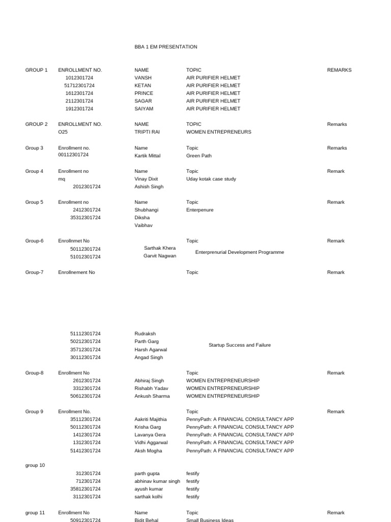 Em Presentation Remark Excel | PDF