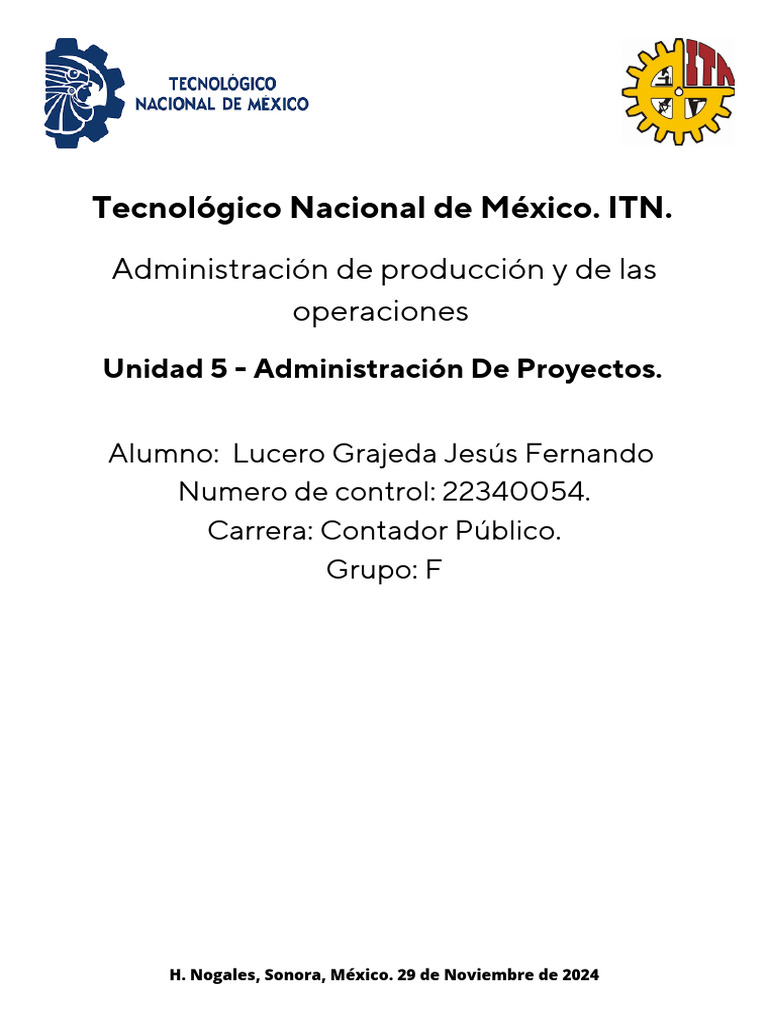 Administración de Proyectos en ITN | PDF