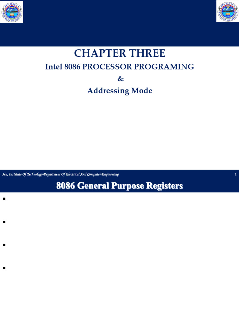 Intel 8086 PROCESSOR PROGRAMING & Addressing Mode hawassa university chapter3_4&5 | PDF ...