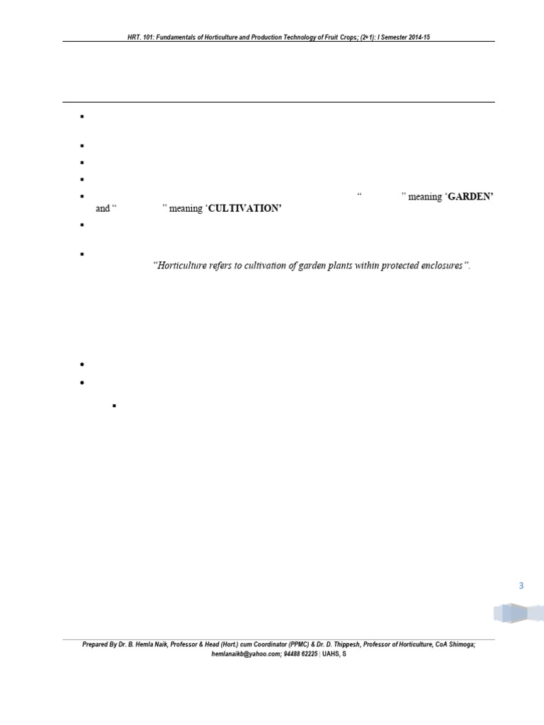 Fundamentals of Horticulture Notes | PDF | Subtropics | Horticulture