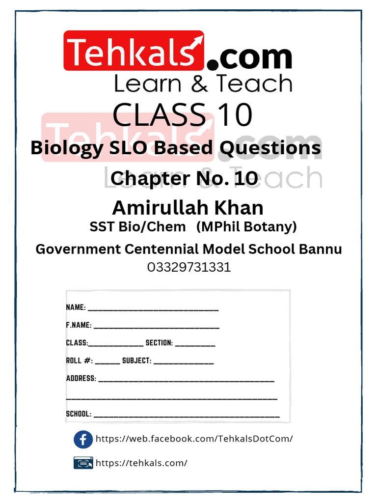 Biology Class 10 SLO CH # 10 | PDF | Respiratory Tract | Lung