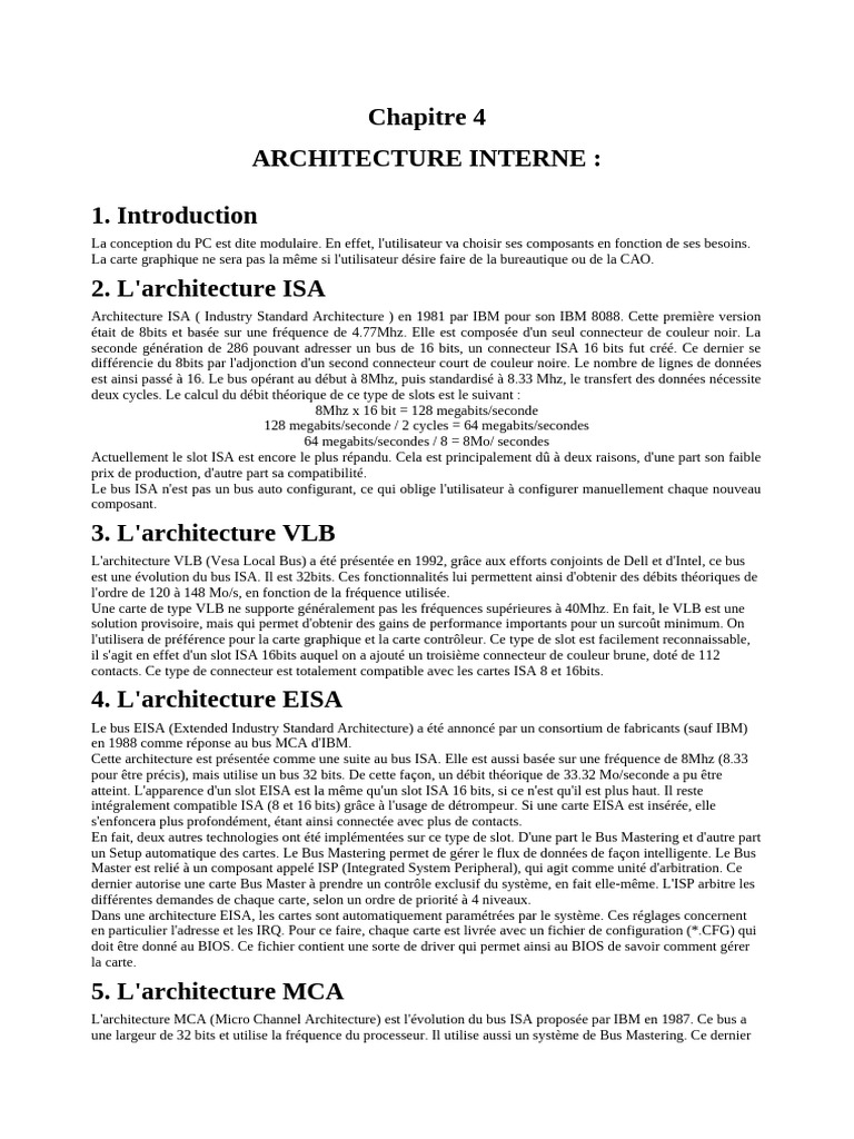 Architecture interne des PC modernes | PDF | PC compatibles IBM ...