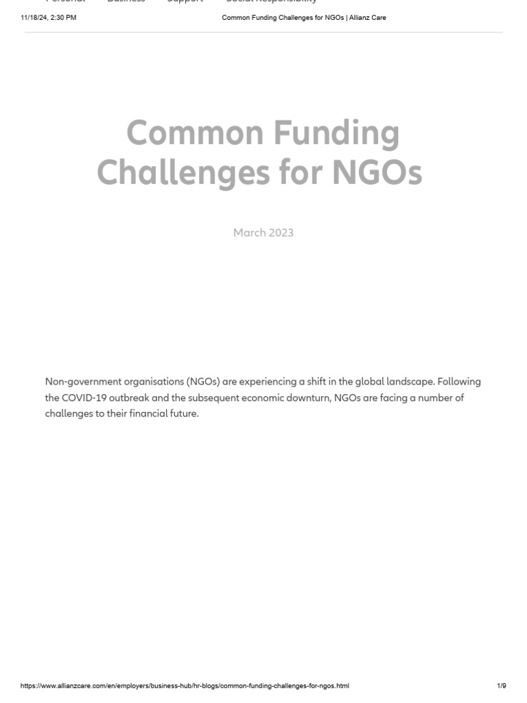 Lit - Challenges - Common Funding Challenges For NGOs - Allianz Care ...