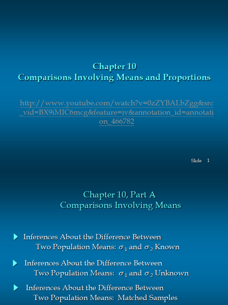 10 Comparisons Involving Means and Proportions (Class Version) | PDF ...