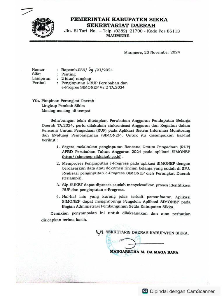 Undangan Penginputan i-RUP Perubahan Dan E-Progress SIMONEP | PDF