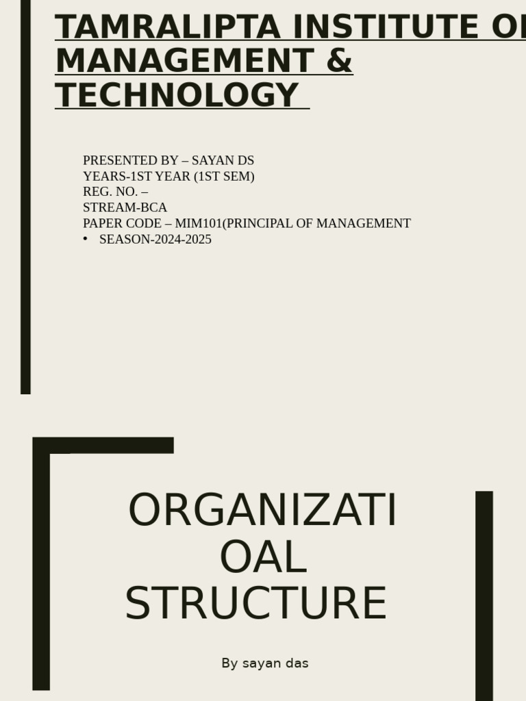 Sayan Das (Principal of Management) | PDF | Organizational Structure ...