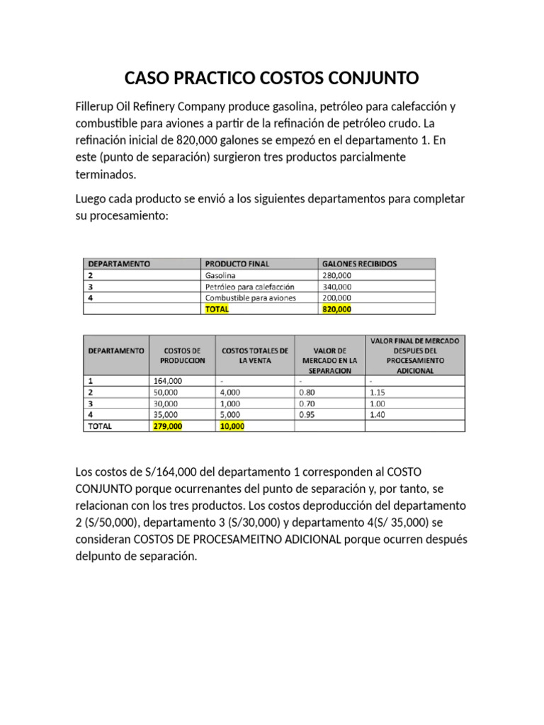 CASO PRACTICO COSTOS CONJUNTO | PDF