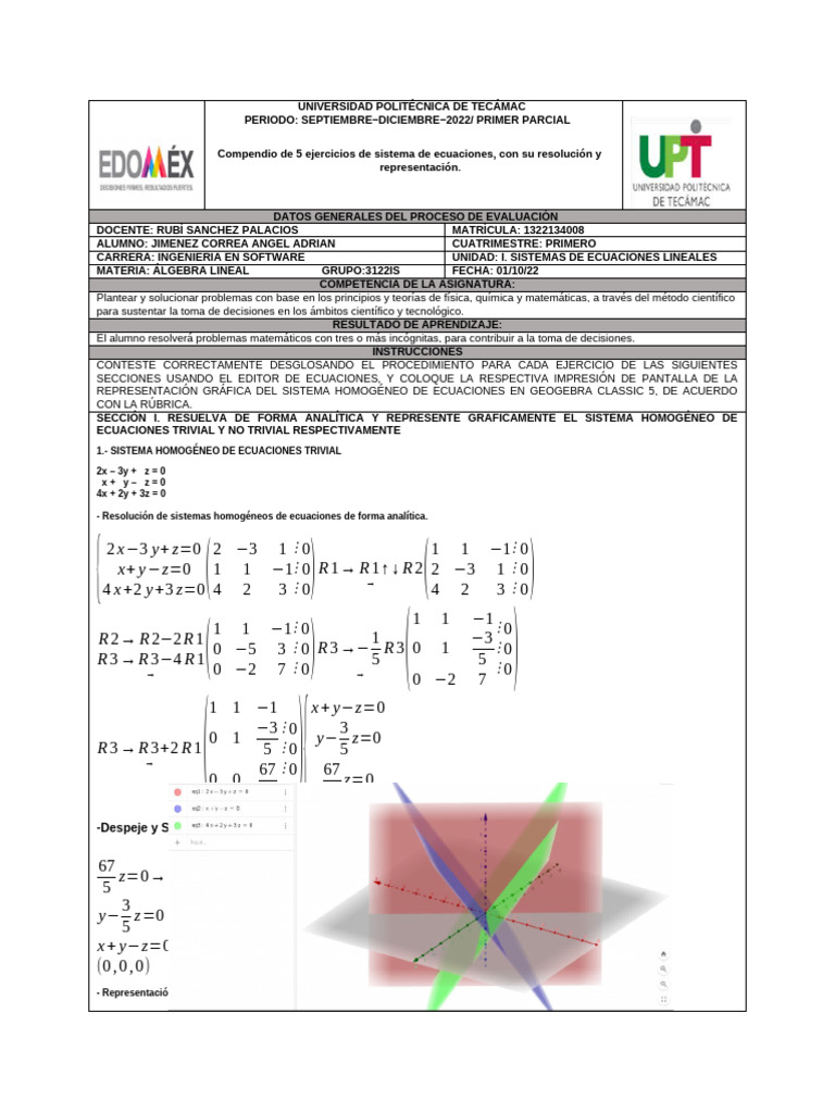Evidencia Unidad I Compendio de 5 Ejercicios | PDF | Ecuaciones | Conceptos matemáticos
