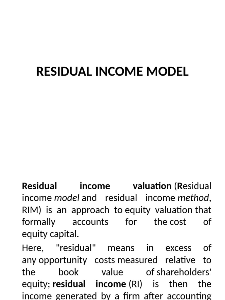 Residual Income Approach | PDF | Valuation (Finance) | Equity (Finance)