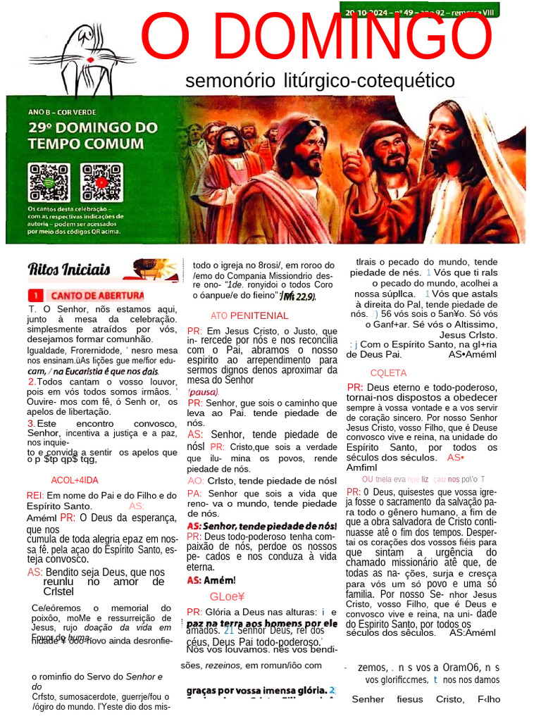 FOLHETO-29o-DOMINGO-DO-TEMPO-COMUM-20.10.2024 | PDF | Jesus | Espírito ...