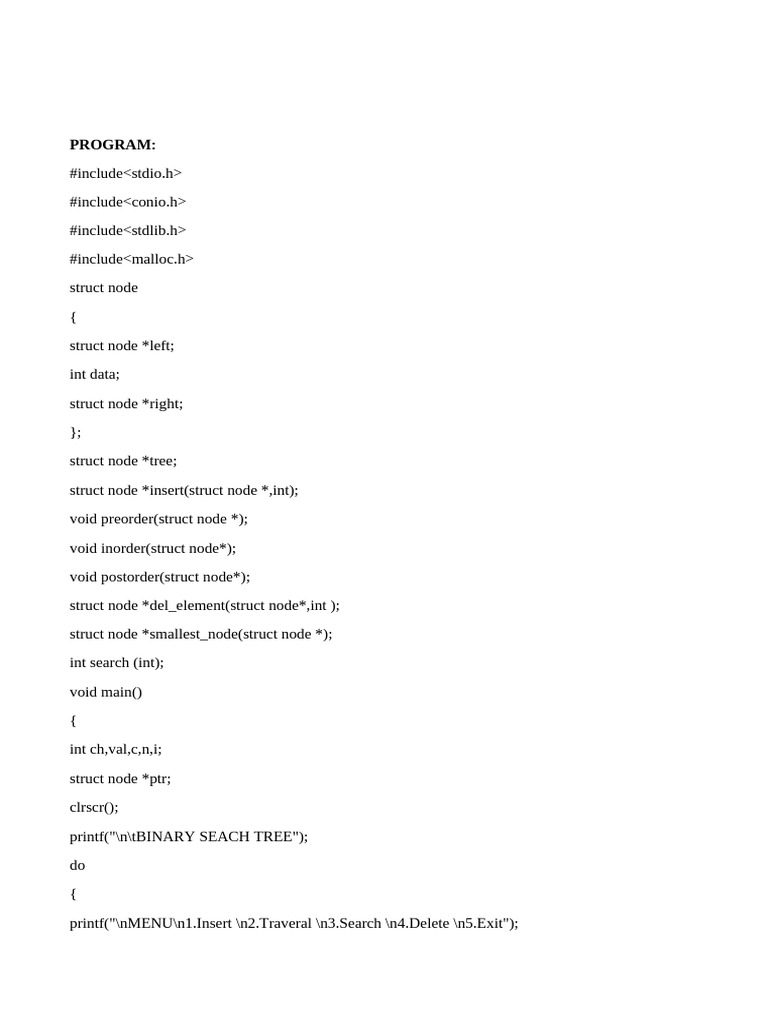 Ds Ex10 Binary Search Tree | PDF | Algorithms | Computer Programming