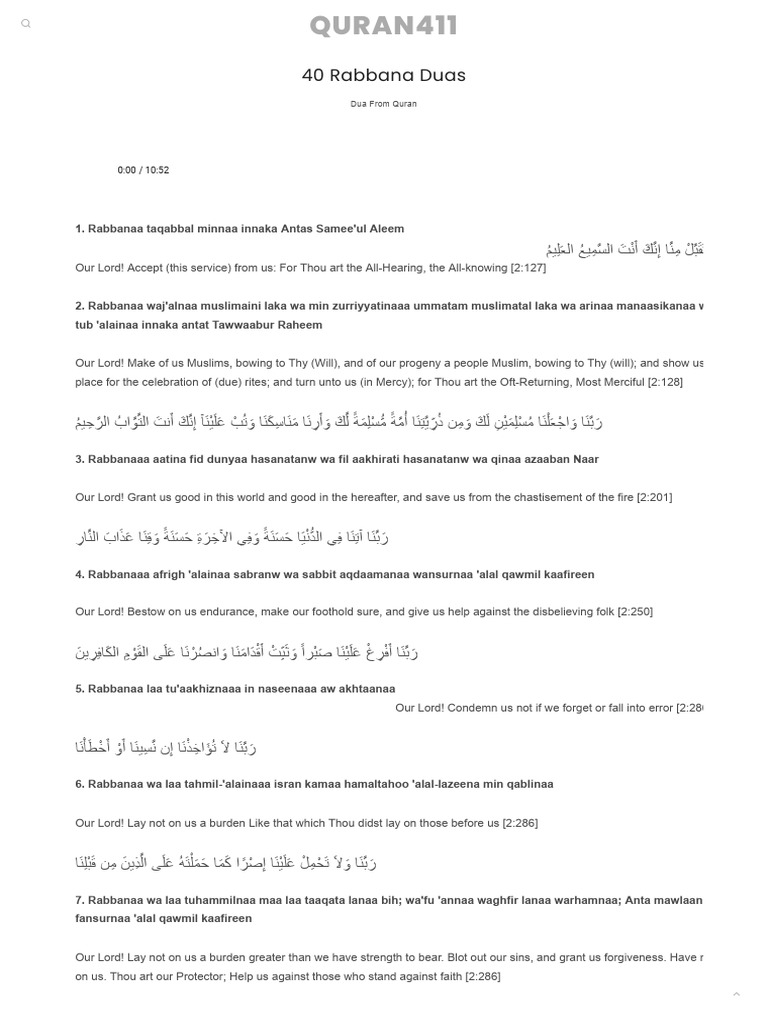 40 Rabanna Duas in Roman Transliteration | PDF | Religious Belief And ...