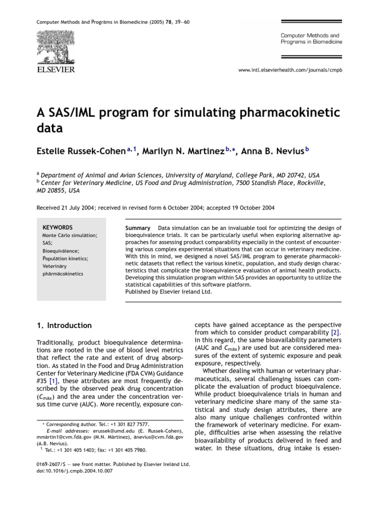 Russek-Cohen2005 - A SAS IML Program For Simulating Pharmacokinetic ...