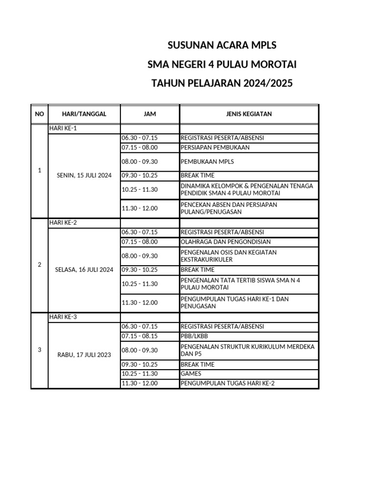 JADWAL MPLS 2024 | PDF