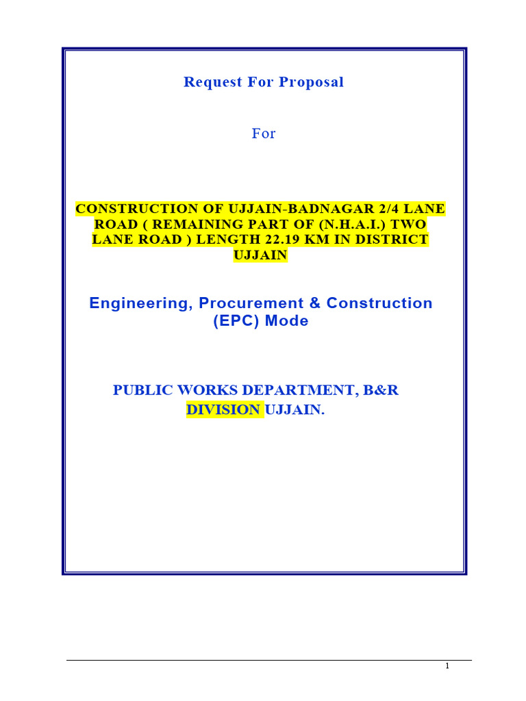 Request For Proposal: Engineering, Procurement & Construction (EPC ...