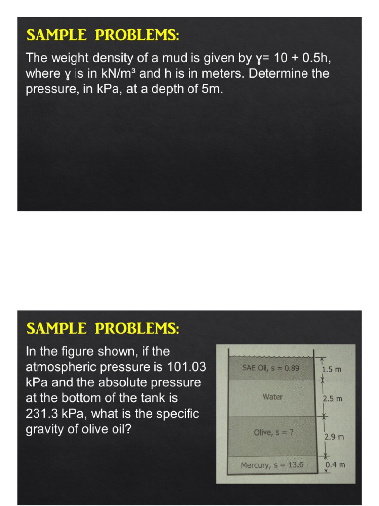 Chapter 02 Principles of Hydrostatics Sample Problems | PDF