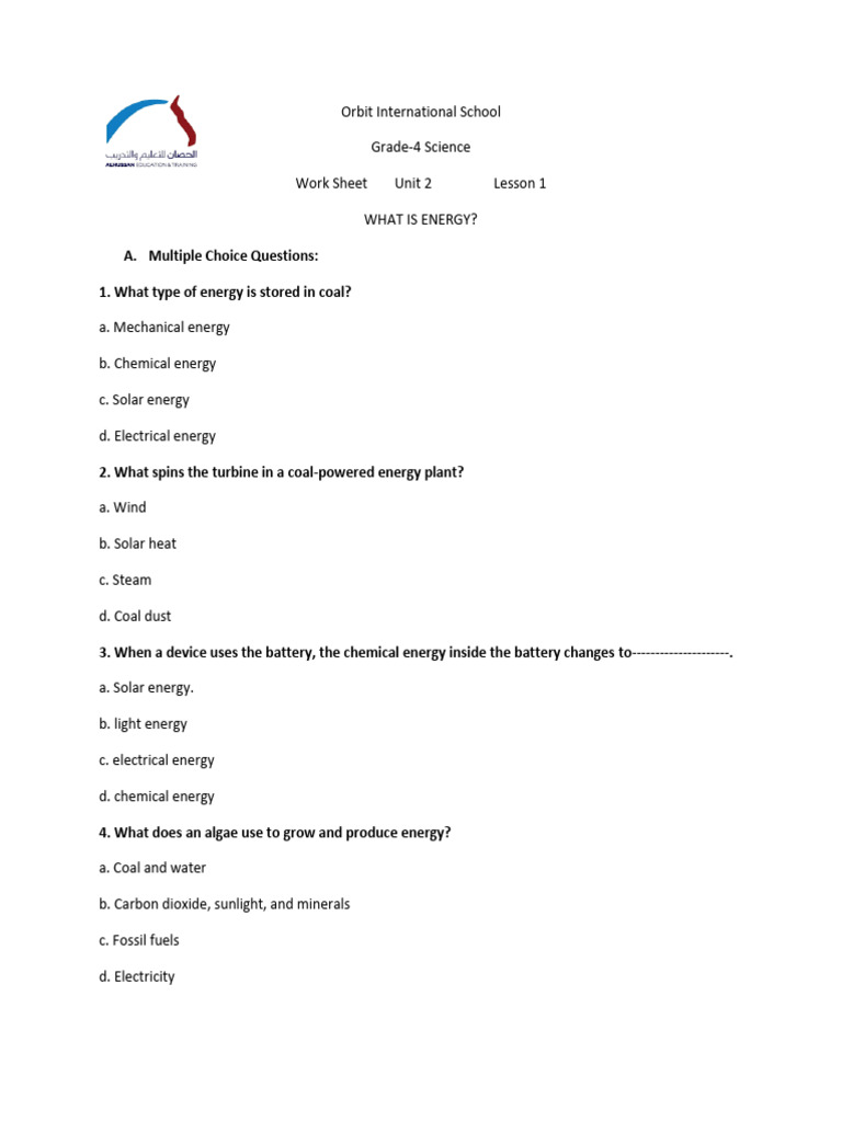 work sheet 1-2 | PDF | Solar Energy | Coal