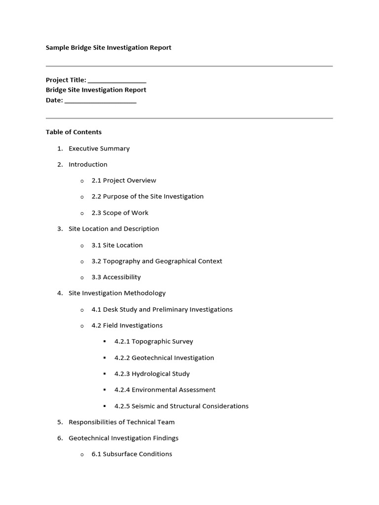 Sample Bridge Site Investigation Report | PDF | Geotechnical ...