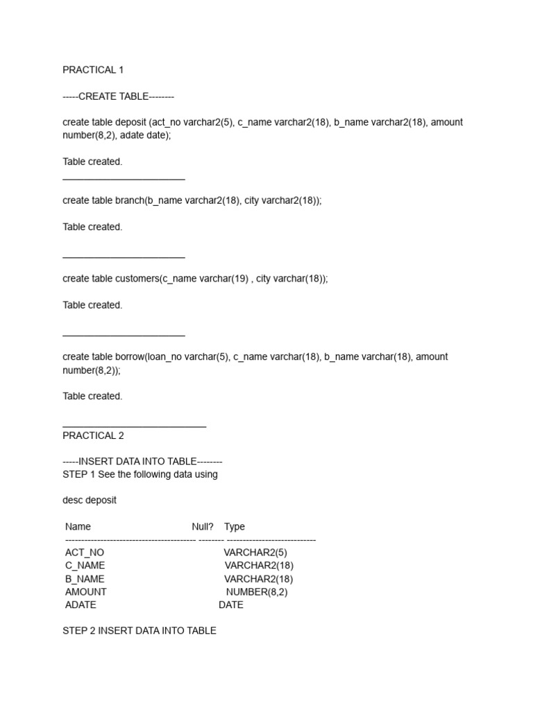DBMS Practicak Key To Success | PDF | Table (Database) | Software Design