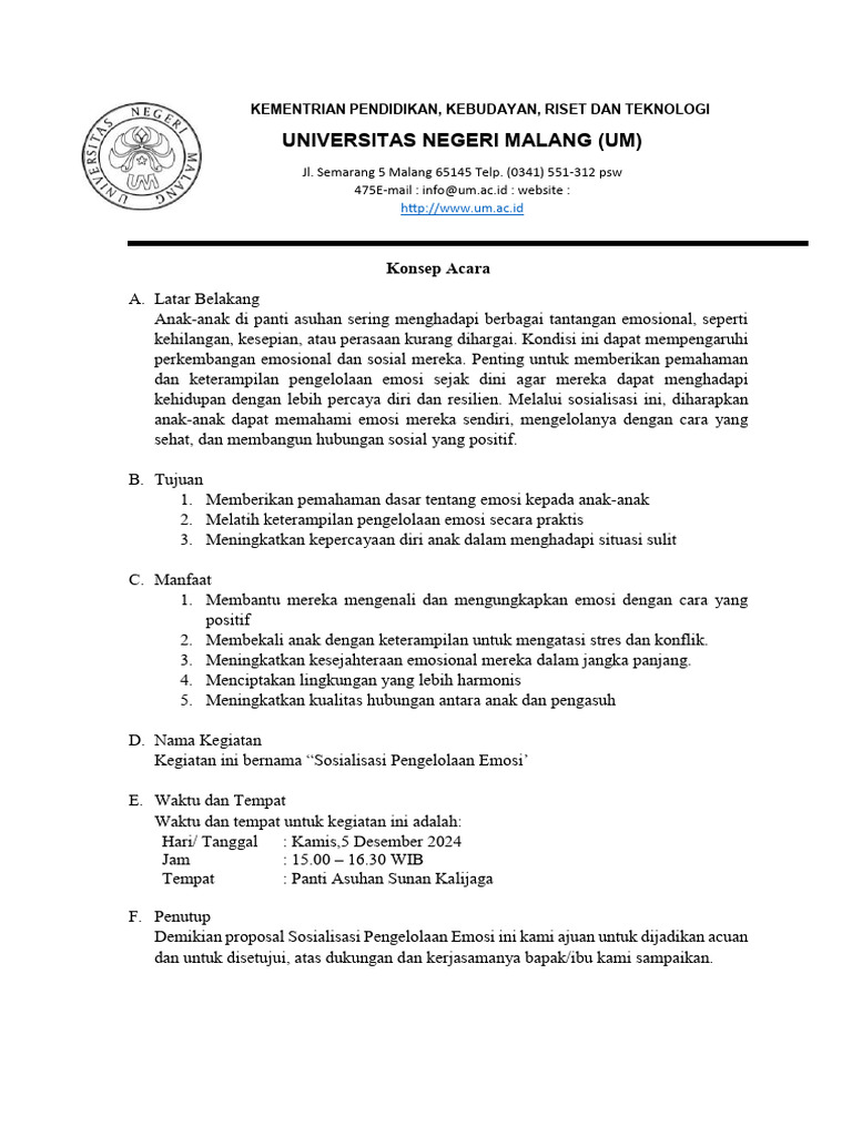 Konsep Acara Sosialisasi Dan Rundown | PDF