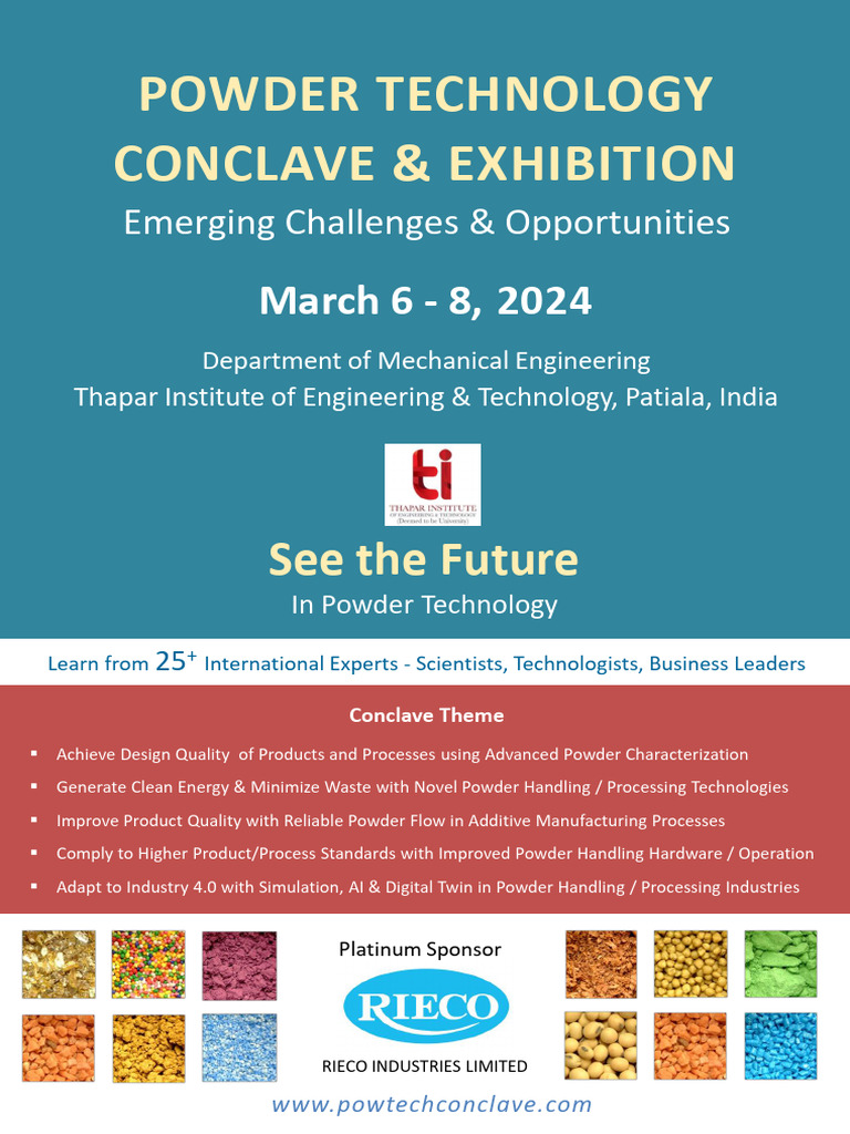 BROCHURE Powder Technology Conclave 2024 21.09.23 | PDF | Artificial ...