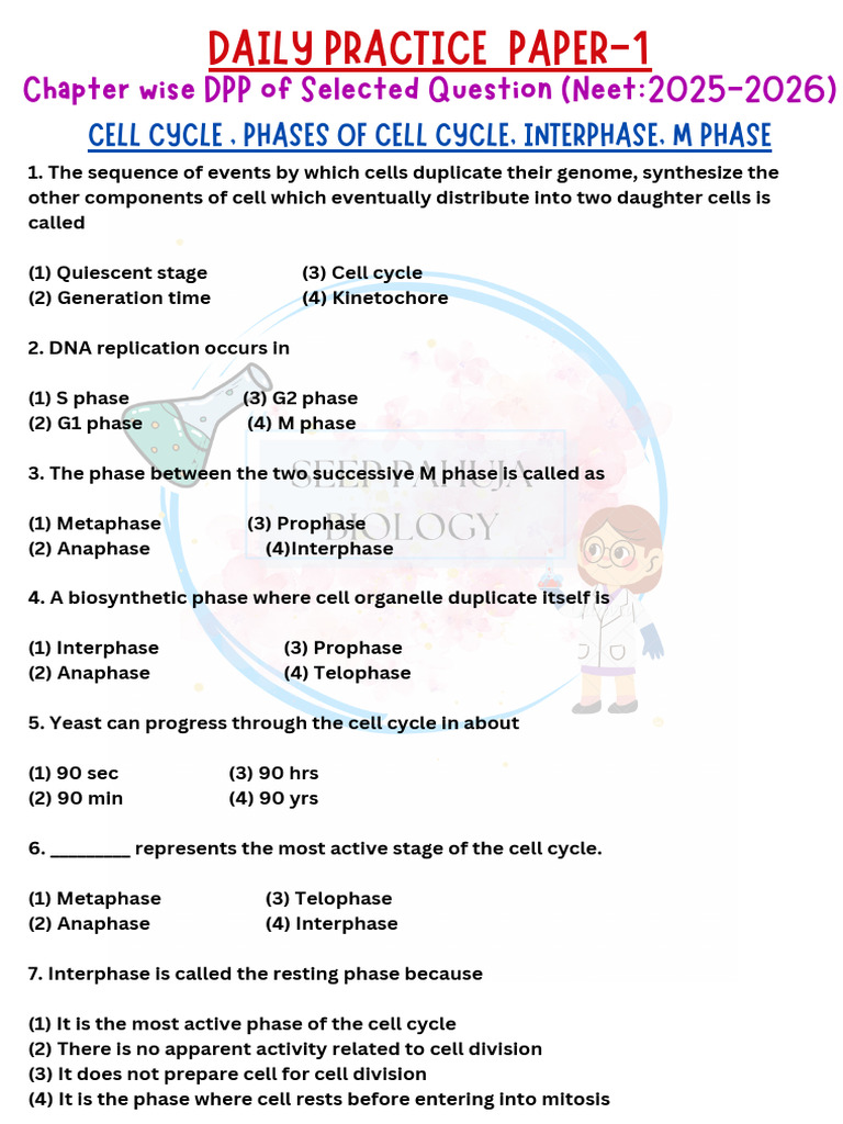 Cell Cycle and Cell Division DPP 1 - 20240627 - 111824 - 0000 | PDF | Mitosis | Cell Cycle