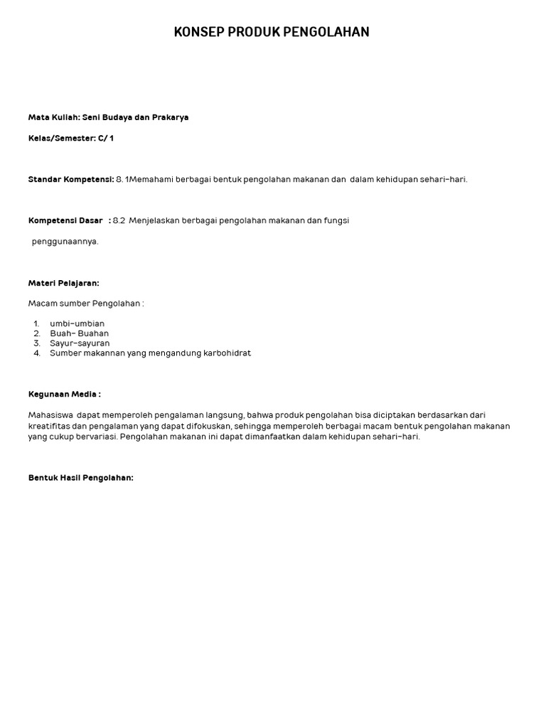 KONSEP PRODUK PENGOLAHAN-1.docx Wirda | PDF