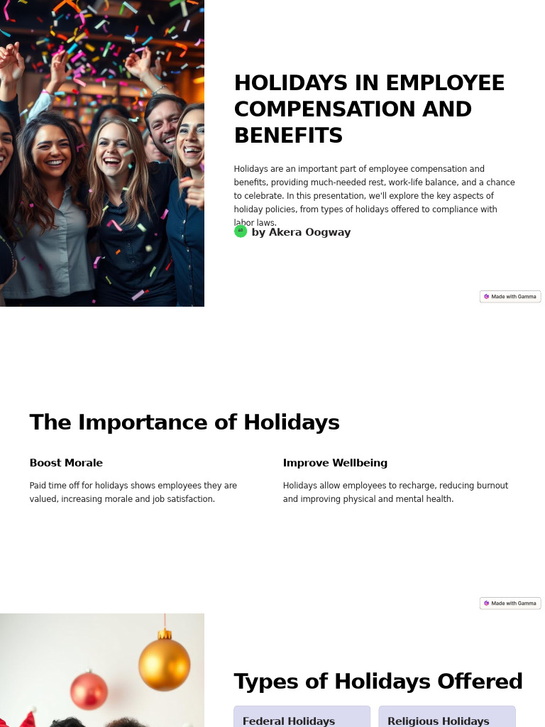 Holidays in Employee Compensation and Benefits | PDF | Employment | Labor